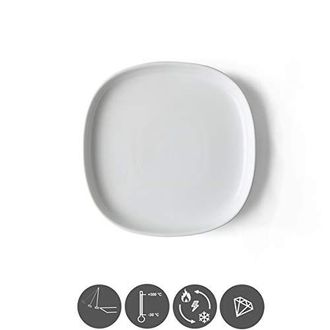 Holst Porzellan SK 018 High Alumina Teller flach 20 cm weiß, Set 3, bis zu 400% resistenter als herkömmliches Porzellan