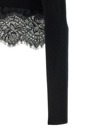Ermanno Scervino Lace-Trimmed Cashmere Cardigan - Black