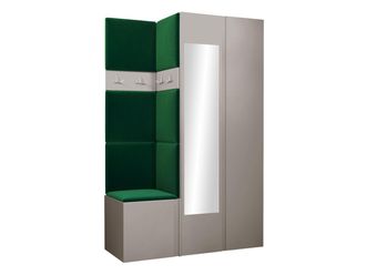 Mirjan24 Garderoben-Set Monati XXVI, Kleiderschrank mit Spiegel, Schuhschrank, 4 Doppelhaken, Kleiderhakenbrett, Gepolstertes Paneel/Wandpaneel, Flurgarderobe 