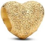 Pandora Moments 764000C00 Mini breloque en forme de coeur structuré en argent sterling avec alliage plaqué or 14 carats Compatible Moments