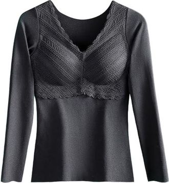 Generic sous Pull Femme Haut Thermique Femme sous Pull Thermique Femme Doux Glamour Top Thermique &Eacute;pais Col Rond Ajust&eacute; Manches Longues sous Couche Minceur po