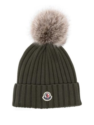 Moncler Beanie mit Logo-Patch - Gr&uuml;n