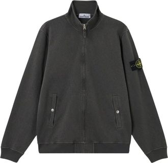 Stone Island Homme, Vestes, Gris, Taille: 2XL Veste de surv&ecirc;tement zipp&eacute;e en molleton Malfil&eacute; effet Old