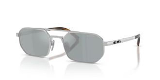 Prada SPRD53C055E1BC Logo Rectangle Frame Sunglasses - Chrome