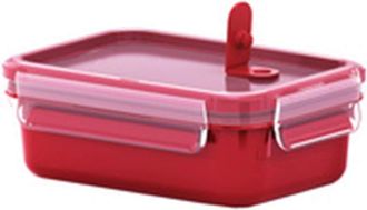 Emsa Mikrowellendose Clip & Micro 517776 | Mikrowellenventil | 1,2 L | Lunchbox | Integrierte Maßeinteilung | Made In Germany | Rot/ Transparent