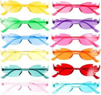 UPKOCH Lot de 12 Lunettes de Soleil sans Monture Forme Flamme Couleurs &Eacute;clatantes Multicolores Style pour F&ecirc;te Soir&eacute;e Disco et Plage Unisexe Accessoires Mode
