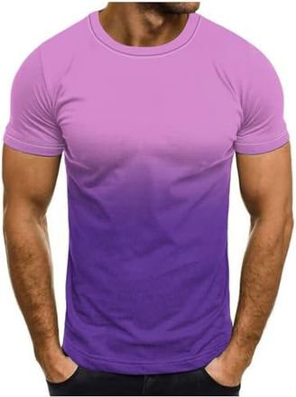 Generic T-shirt &agrave; col rond pour homme, l&eacute;ger, d&eacute;contract&eacute;, &eacute;l&eacute;gant, extensible, confortable, respirant, basique &agrave; manches courtes, chemise de course &agrave; pied et