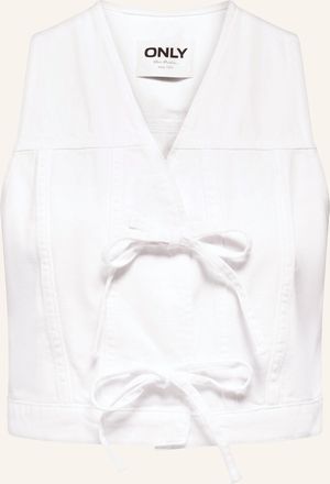 Only Cropped-Jeansweste weiss