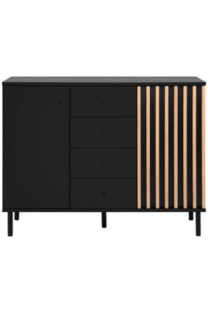 Livetastic Kommode, Schwarz, Eiche Artisan, Metall, 1 F&auml;cher, 4 Schubladen, 118x90x40 cm, Wohnzimmer, Kommoden & Sideboards, Kommoden