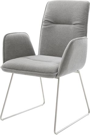 DELIFE Polsterstuhl Vinja-Flex Kufengestell Edelstahl Strukturstoff Soft Grau