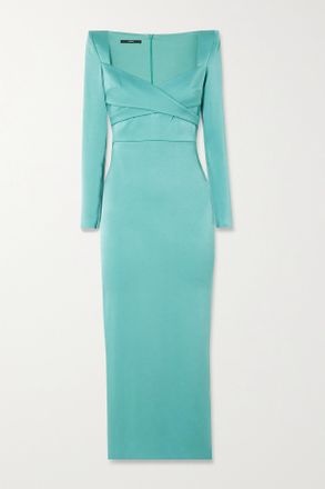 Alex Perry Linden Midikleid Aus Gl&auml;nzendem Cr&ecirc;pe Mit Wickeleffekt - Gr&uuml;n