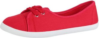 Elara Damen Ballerinas Sneaker Schn&uuml;rer Chunkyrayan BD1413 Rot-39