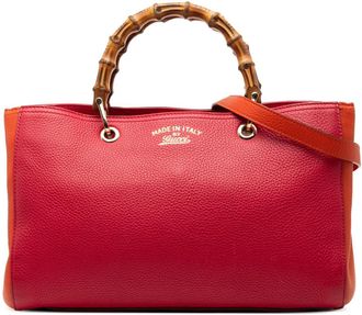 Gucci Hobo Bags - Medium Bicolor Calfskin Bamboo Shopper Satchel - Gr. unisize - in Rot - f&uuml;r Damen