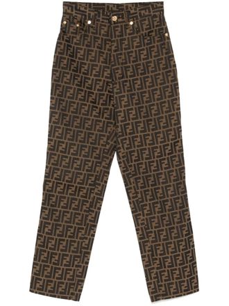 Fendi pantalon à motif FF en jacquard (années 1990-2000) - Marron