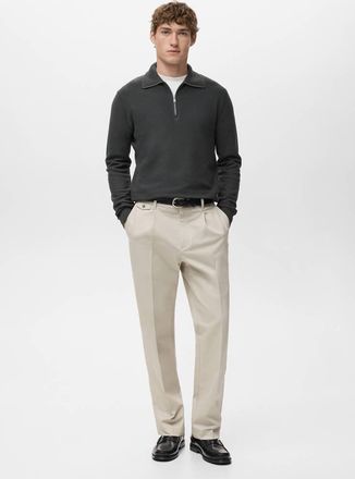 Mango Pull-over microstructure col zipp&eacute; gris fonc&eacute; - Homme - XXL - MANGO MAN