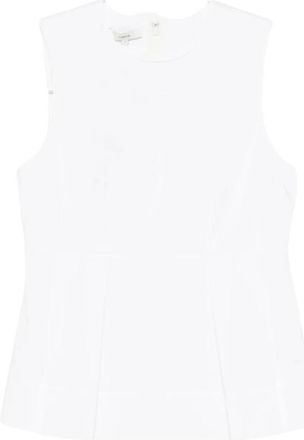 Vince Femme, Blouses et Chemises, Blanc, Taille: 36 FR Haut &agrave; Panneaux Pliss&eacute;s en M&eacute;lange de Coton