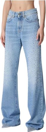 John Richmond Femme, Jeans, Bleu, Taille: W28 Jean &Eacute;vas&eacute; avec Strass et D&eacute;lavage Clair