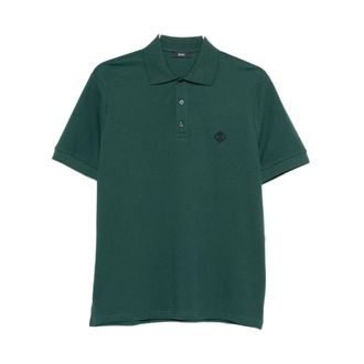 Herno Homme, Tops, Vert, Taille: L Cotton Logo Patch Short Sleeve Shirt