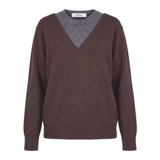 Jucca Zweifarbiger Strickpullover - - Knitwear - Damen - Braun - M