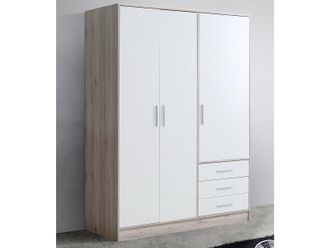 M&ouml;belando Kleiderschrank Schlafzimmerschrank Holzschrank Schrank Schlafzimmer Babbette I Sandeiche/Wei&szlig;