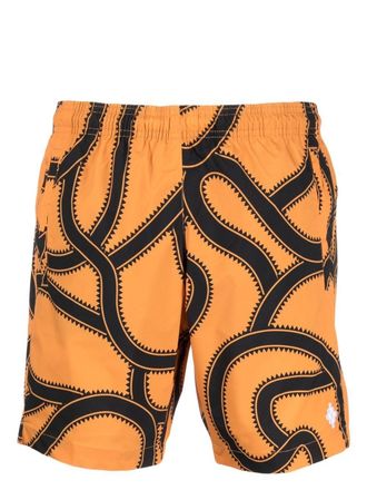 Marcelo Burlon Badeshorts mit Schlangen-Print - Orange