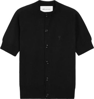 Ami Femme, Pulls, Noir, Taille: 42 FR ADC Short-Sleeves Cardigan