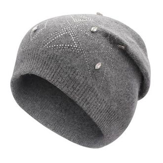 ZLYC Bonnet Souple en Tricot pour Femme - Bonnet dhiver Doux et Extensible, Strass Gris, Taille Unique