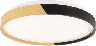 Licht-Erlebnisse Licht-erlebnisse - Deckenleuchte led Metall d: 33 cm IP44 Holz (Eiche) Schwarz rund 4000 k neutralweißes Licht 970 lm