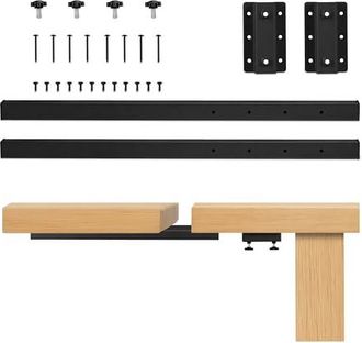 Relaxdays Tischplattenverl&auml;ngerung, 60 cm, Tischverl&auml;ngerung 2-armig, Tischbeschlag 80 kg, ausziehbar, Metall, schwarz