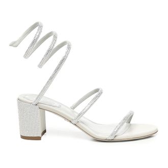 Rene Caovilla Silberne Blockabsatz Sandalen Kn&ouml;chelwickel - - Shoes - Damen - Grau - 38 EU