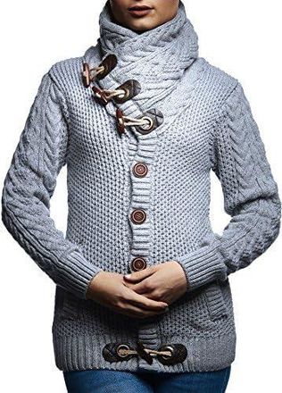 LEIF NELSON Cardigan dhiver en tricot pour femmes avec col ch&acirc;le - Coupe ajust&eacute;e Cardigan Veste pour femmes avec boutons, gris, M