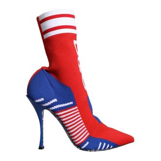 Dolce & Gabbana Logo Detail Stiefeletten Rot Blau - - Shoes - Damen - Mehrfarbig - 38 EU
