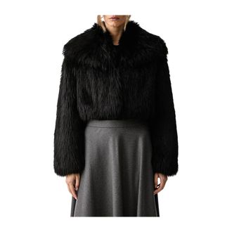 Patrizia Pepe Veste courte en fausse fourrure - Femme - Vestes - Noir - Taille: 36 FR