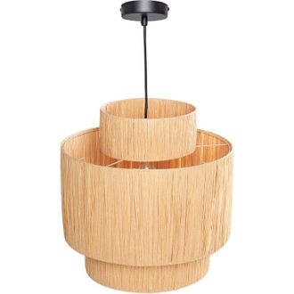 Beliani Beliani - Lampe Pendante 3 Niveaux Style Boho Abat-Jour Feuilles Palmier Couleur Naturelle Magech