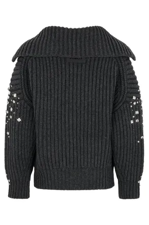 Pinko Womens Gavi Wool-Blend Cardigan Grey Cardigans Sweater
