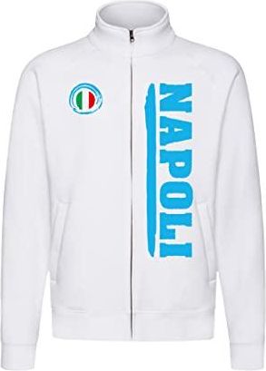 Generico Sweat Naples Full Zip - Veste Naples Ville Sport Différentes couleurs supporters Football Ultras - Tailles S à XXL, Blanc, XXL