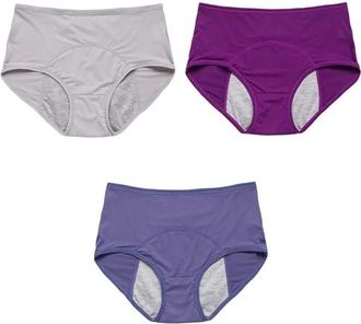 Generic Lot de 3 sous-v&ecirc;tements pour femmes en coton anti-fuite pour nuit menstruelle culotte taille haute anti-fuite culotte de protection culotte sous-v&ecirc;tem