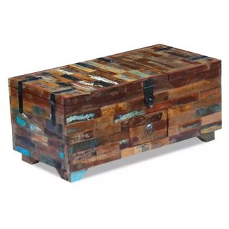 Les Tendances Table basse rectangulaire avec coffre bois massif recycl&eacute; Lau