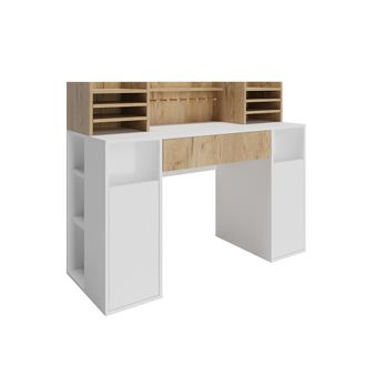 Vicco Schreibtisch, Weiß/Sonoma, 126.8 x 50 cm XL mit Regale