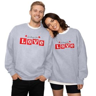 Generic Sweat-shirt sans capuche &agrave; col rond imprim&eacute; pour la Saint-Valentin 2026 pour homme et femme, gris, XXL