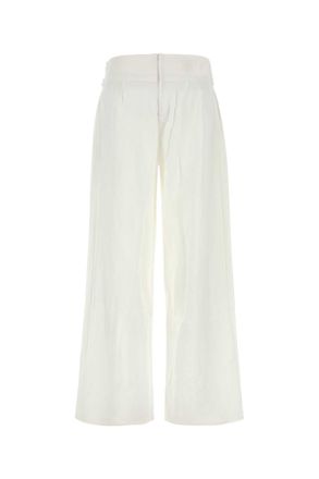 Lois Womens White Viscose Blend Sage Wide-Leg Pant Exterior: Linen Pantaloni Trousers