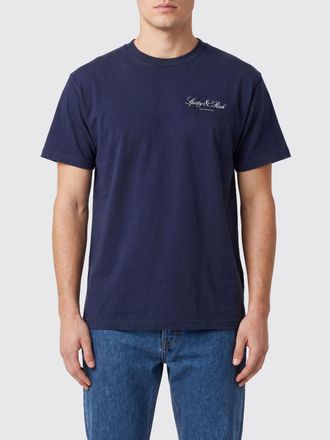 Sporty & Rich Baumwoll-T-Shirt mit Rundhalsausschnitt und Kontrastlogo