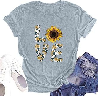 Generic T-shirt imprim&eacute; &agrave; manches courtes et col rond pour la Saint-Valentin 2026, gris, S