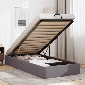 vidaXL Cadre de lit ottoman sans matelas gris 100x200 cm similicuir vidaXL