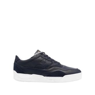 Emporio Armani Blaue Sneaker mit Logo-Pr&auml;gung - - Shoes - Herren - Blau - 45 EU
