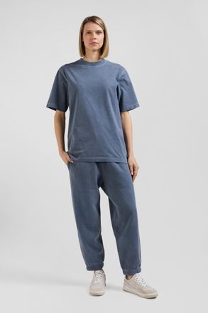 Eden Park T-shirt Manches Courtes Unisexe En Coton Surteint Uni Gris Coupe Oversized