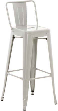 Clp Barhocker mit Lehne im Industrial-Look Mason, mit Rückenlehne und Fußablage, Barstuhl mit Rückenlehne, Tresenhocker mit Bodenschoner, Farbe:Silber