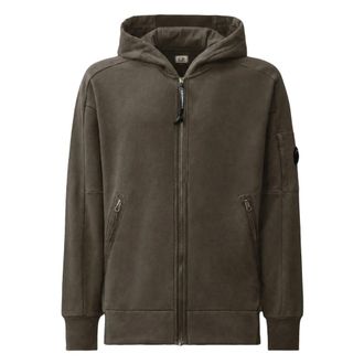 C.P. Company Diagonal Raised Fleece Kapuzen-Rei&szlig;verschluss-Sweatshirt mit Linsen-Detail - - Sweatshirts & Hoodies - Herren - Gr&uuml;n - S
