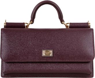 Dolce & Gabbana Femme, Sacs, Violet, Taille: ONE Size Sac &agrave; main mini Dauphine en cuir
