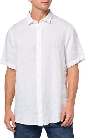 A|X Armani Exchange Short Sleeve Regular Fit Linen Shirt Chemise, Blanc, XXL Homme